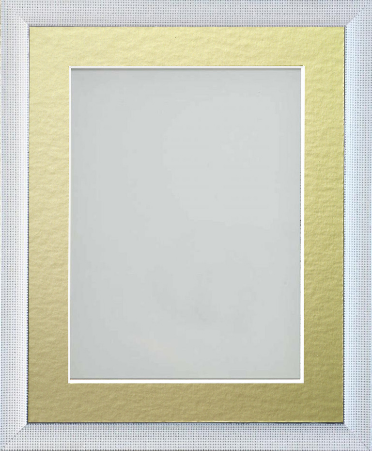Adelphi White 5x5 frame with Gold mount cut for image size