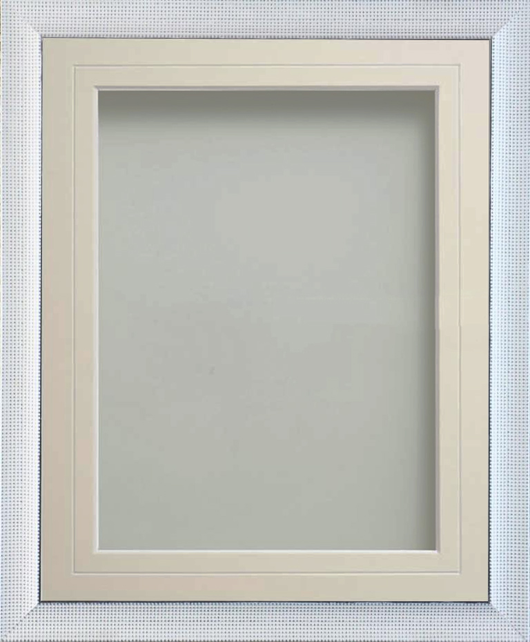 Adelphi White A3+ (19x13) frame with Ivory V-Groove mount cut for image ...