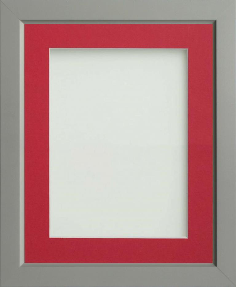 Ainsworth Grey A4 (11.75x8.25) frame with Red mount cut for image size 9x6