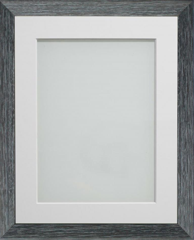 Amalfi Charcoal 8x8 frame with White mount cut for image size 5x5