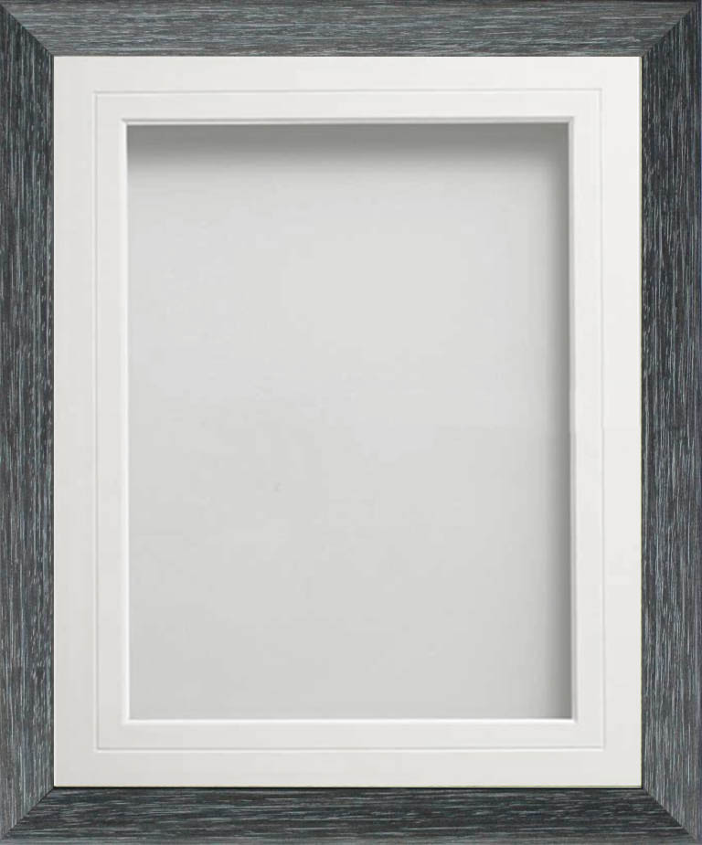 Amalfi Charcoal 8x8 frame with White V-Groove mount cut for image size 5x5