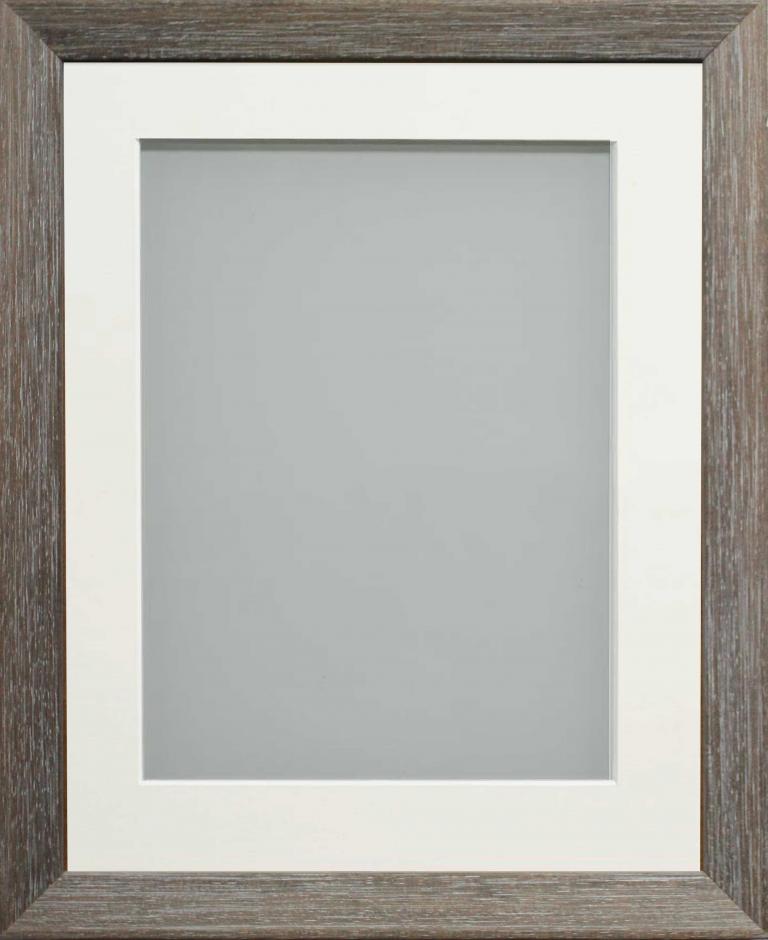 Amalfi Limed Brown 9x7 frame with Off-White mount cut for image size 6x4