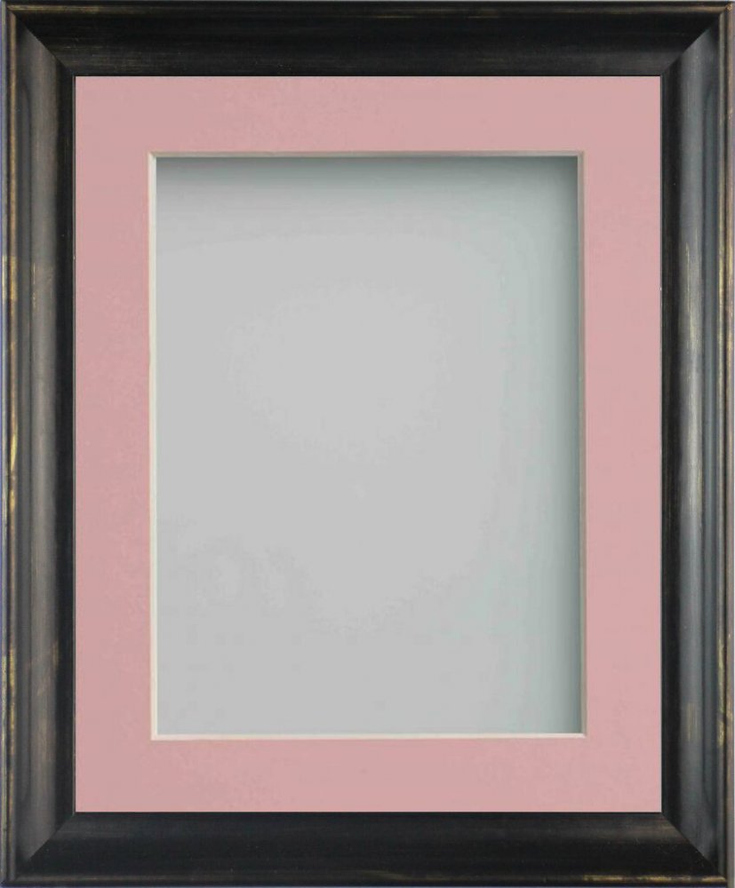 Anglesey Antique Black 9x7 frame with Pink mount cut for image size 7x5
