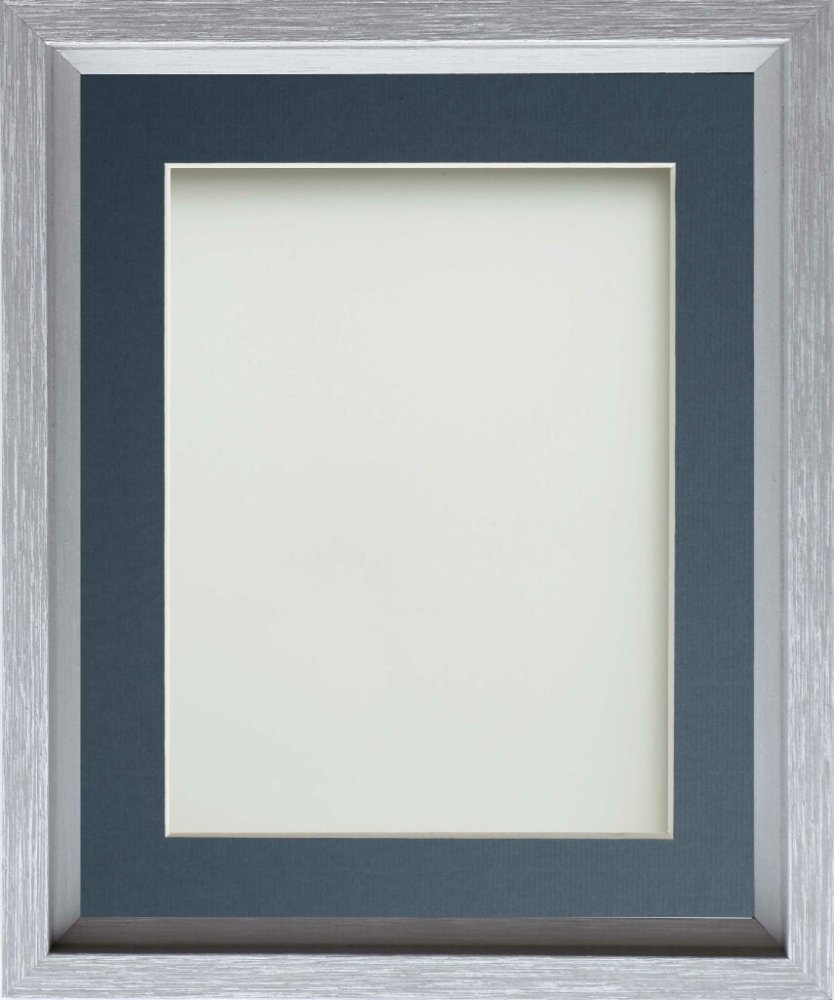 Aspen Dove Grey 14x11 frame with Blue mount cut for image size A4 (11 ...