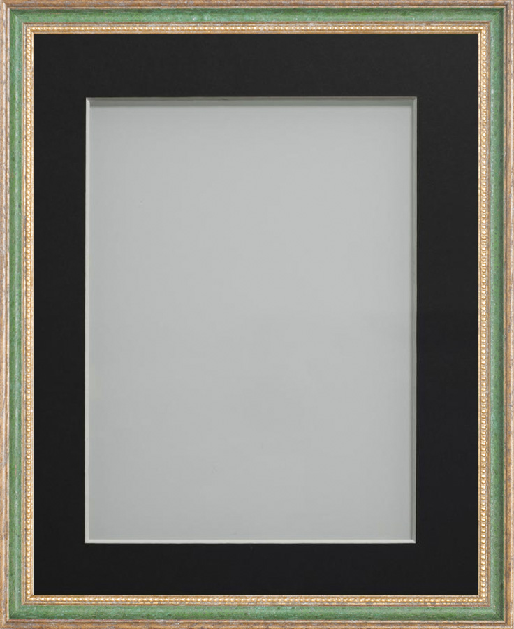 Beatrice Emerald Green 6x4 frame with Black mount cut for image size 5x3
