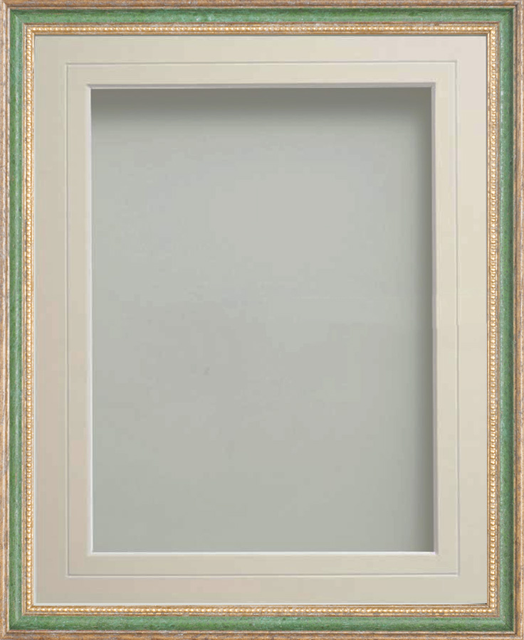 Beatrice Emerald Green 14x11 frame with Ivory V-Groove mount cut for ...