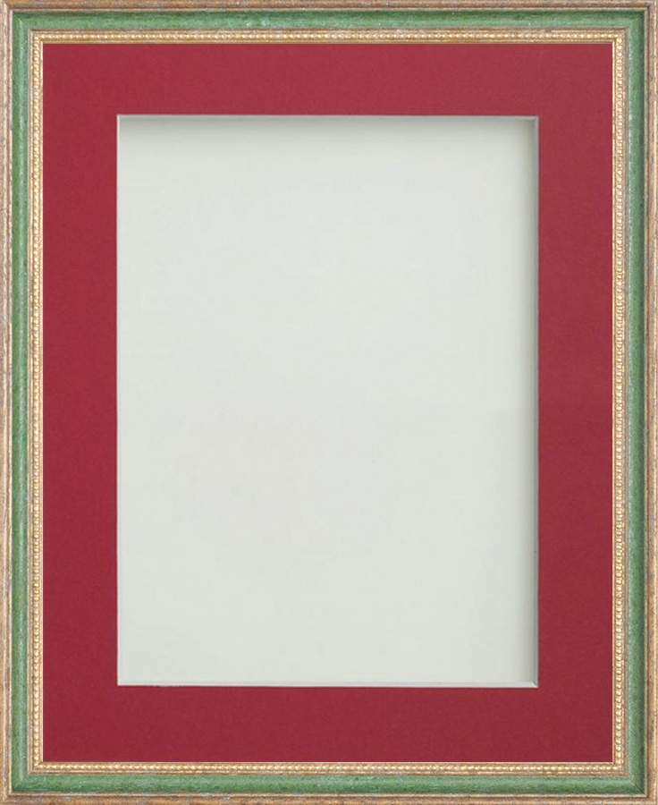 Beatrice Emerald Green 14x11 frame with Red mount cut for image size A4 ...