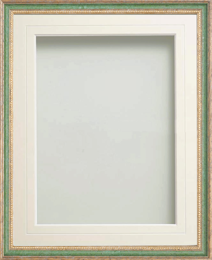 Beatrice Emerald Green 14x11 frame with White V-Groove mount cut for ...
