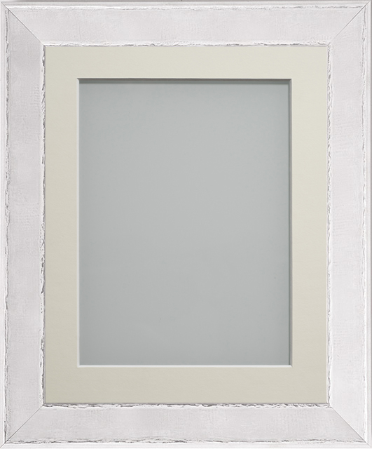 Beaumont Frosted White 5x5 frame with Ivory mount cut for image size 4x4