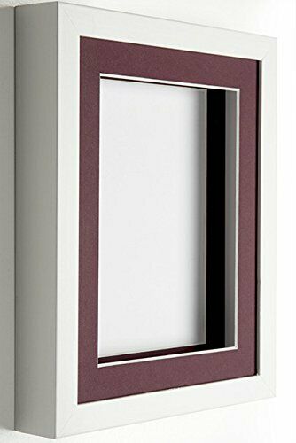 Box Frames White 7x5 frame with Plum mount cut for image size 4x3