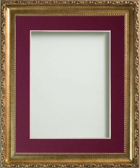 Brompton Gold 14x11 frame with Plum mount cut for image size A4 (11 ...