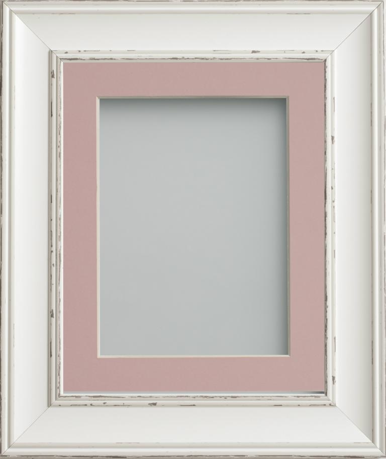 Brooke Antique White 20x16 frame with Pink mount cut for image size 15x10