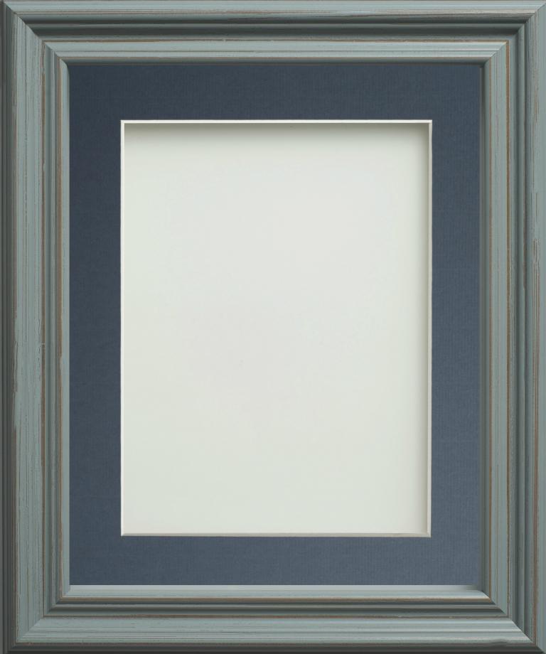 Campbell Rustic Blue 30x20 frame with Blue mount cut for image size A2 ...