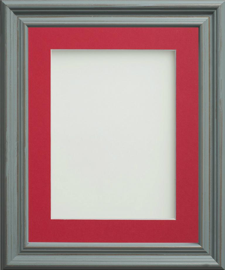 Campbell Rustic Blue 10x8 frame with Red mount cut for image size 7x5