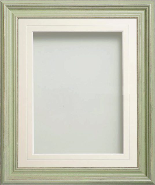 Campbell Rustic Green 14x11 frame with White V-Groove mount cut for ...