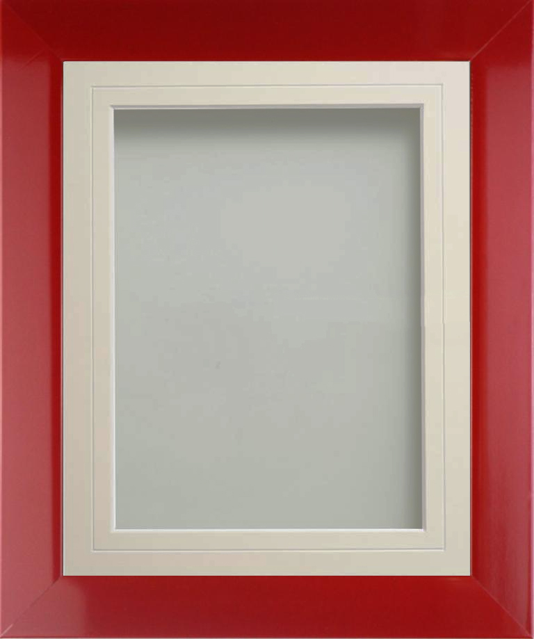 Candy Crimson 7x5 frame with Ivory V-Groove mount cut for image size
