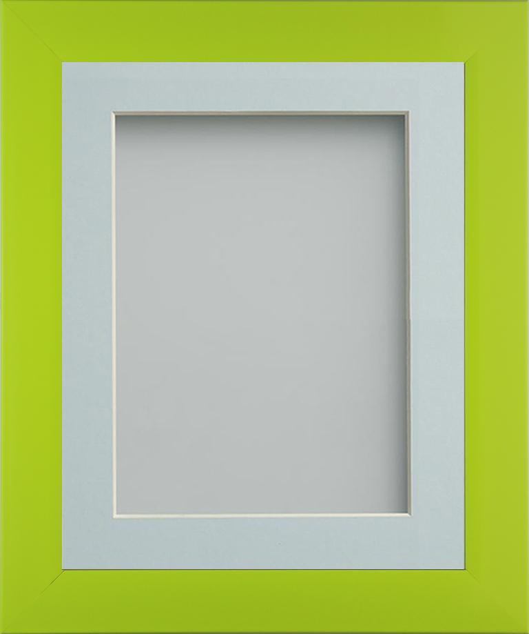 Candy Lime Green 24x16 frame with Light Blue mount cut for image size