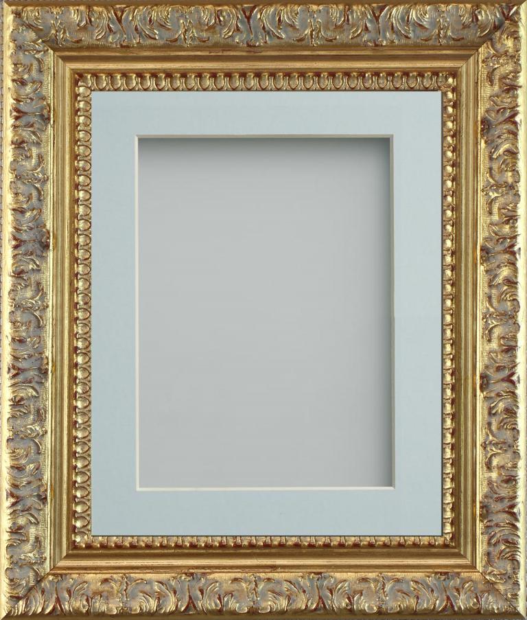 Cavendish Gold 16x12 frame with Light Blue mount cut for image size 14x10