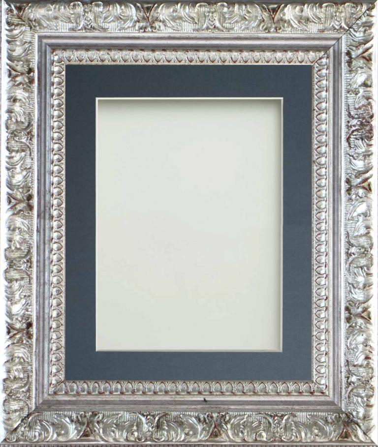 Cavendish Silver 8x8 frame with Blue mount cut for image size 5x5