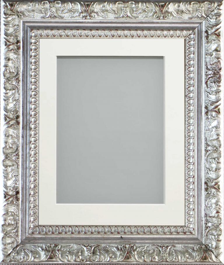 Cavendish Silver 8x8 frame with Off-White mount cut for image size 5x5