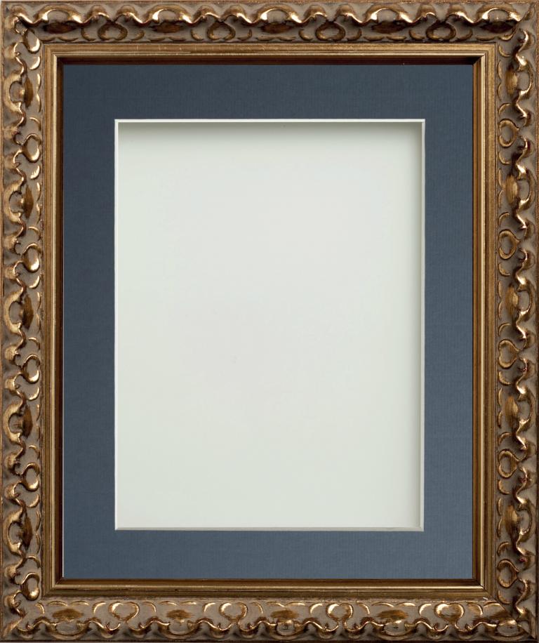 Charleston Gold 30x20 frame with Blue mount cut for image size A2 (23 ...