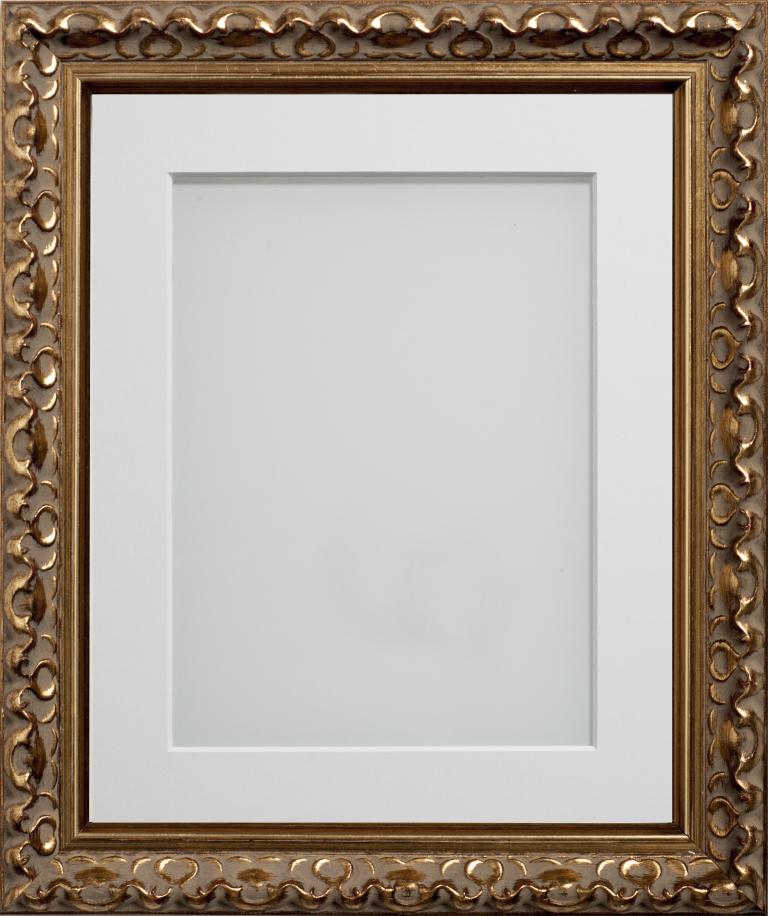 Charleston Gold 14x11 frame with White mount cut for image size A4 (11 ...