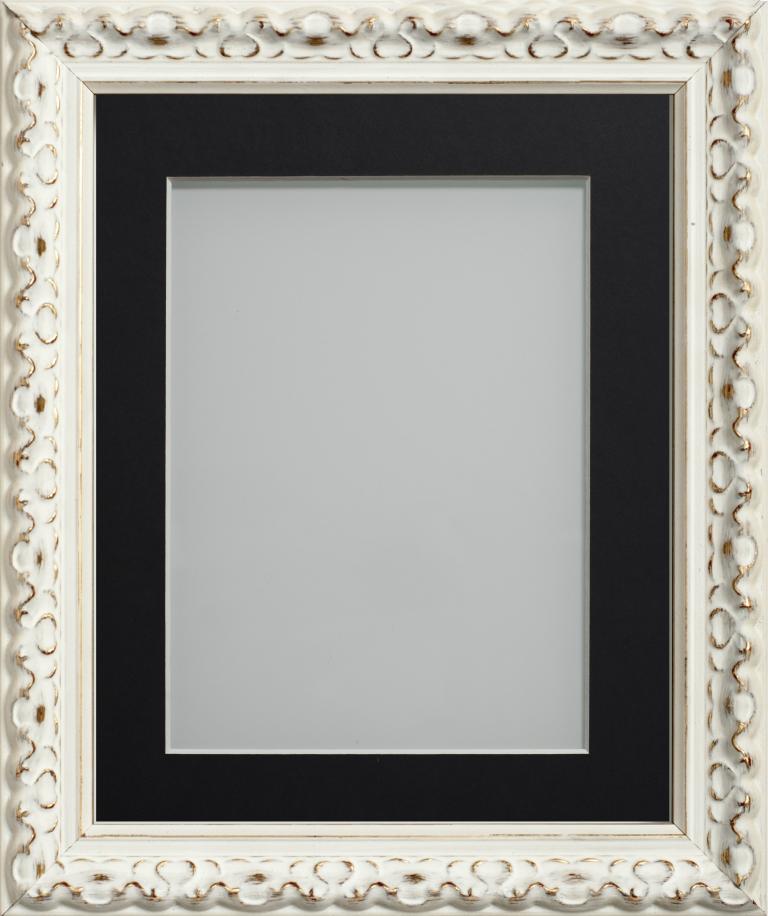 Charleston Ivory 18x12 frame with Black mount cut for image size