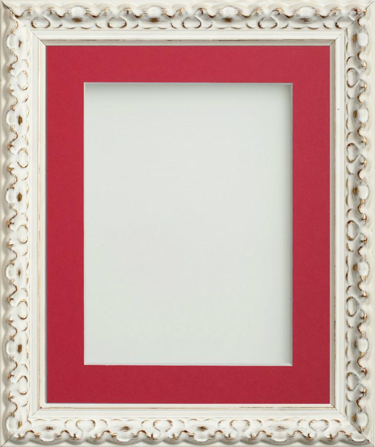 Charleston Ivory 10x8 frame with Red mount cut for image size 8x6
