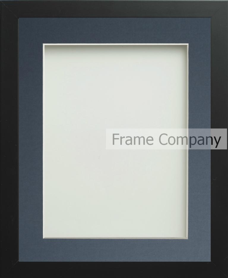Connolly Black 5x5 frame with Blue mount cut for image size