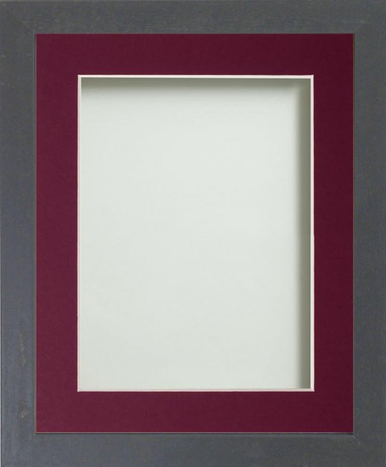 Connolly Grey 20x16 frame with Plum mount cut for image size 15x10