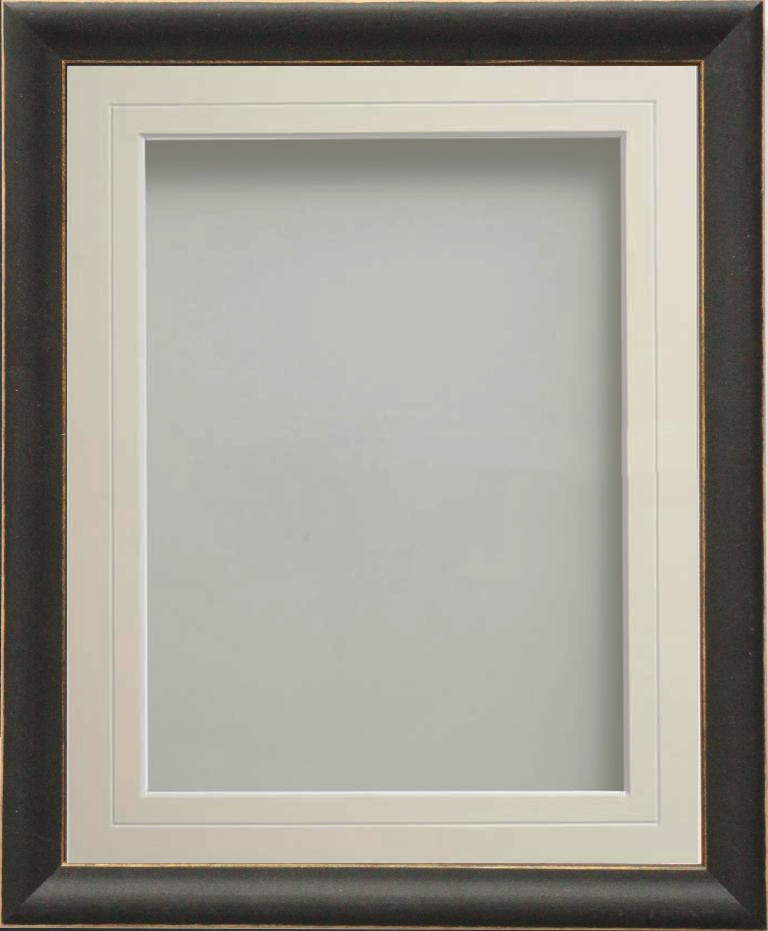 Darcy Black 6x4 frame with Ivory V-Groove mount cut for image size 4x3