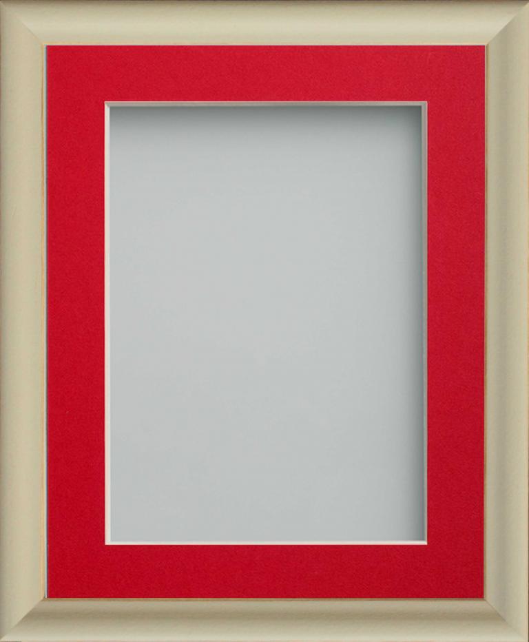 Darcy Oatmeal 6x4 frame with Red mount cut for image size 4x3