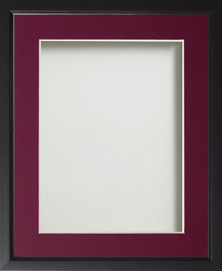 Drayton Black 12x10 frame with Plum mount cut for image size 9x7