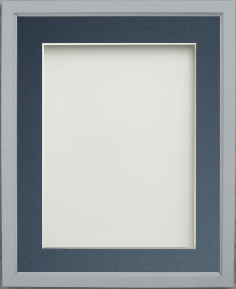 Drayton Grey A4 (11.75x8.25) frame with Blue mount cut for image size 9x6