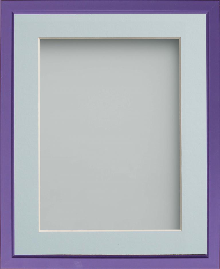 Drayton Purple 8x8 frame with Light Blue mount cut for image size 5x5