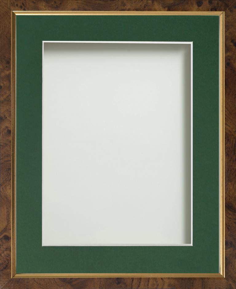 Drayton Walnut 14x11 frame with Bottle Green mount cut for image size 12x8