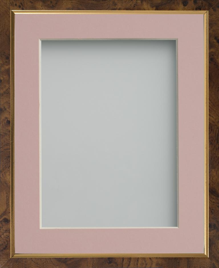 Drayton Walnut A4 (11.75x8.25) frame with Pink mount cut for image size 9x6