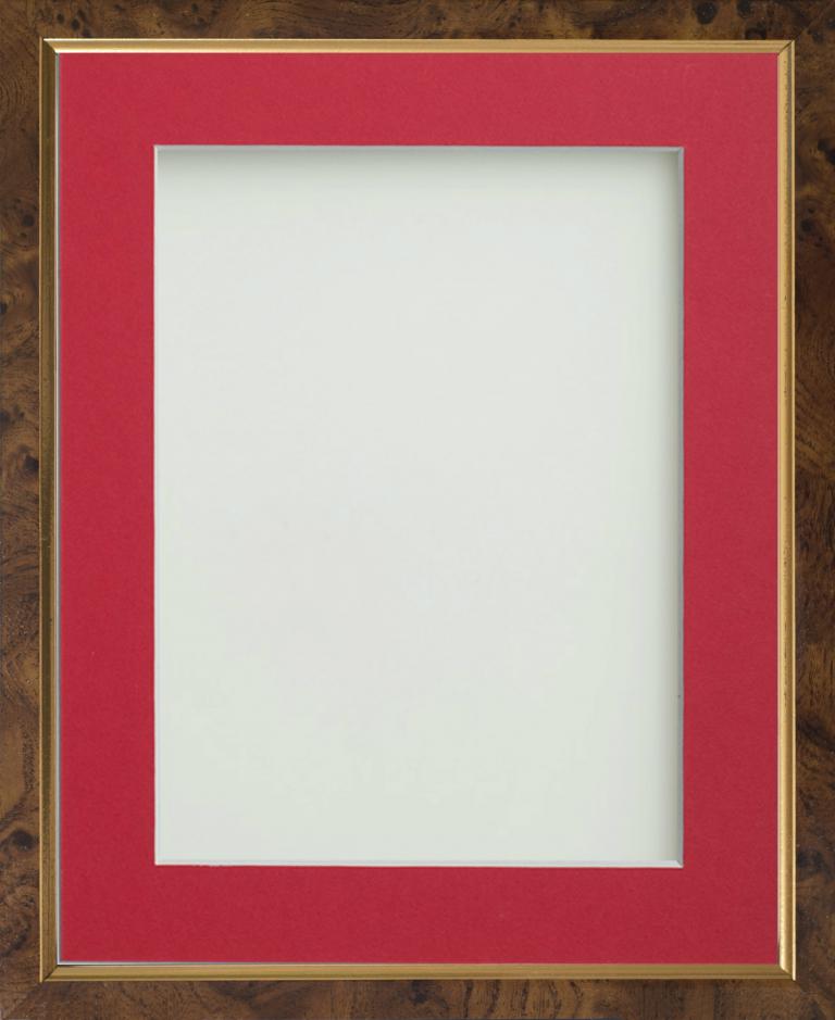 Drayton Walnut 16x12 frame with Red mount cut for image size 12x8
