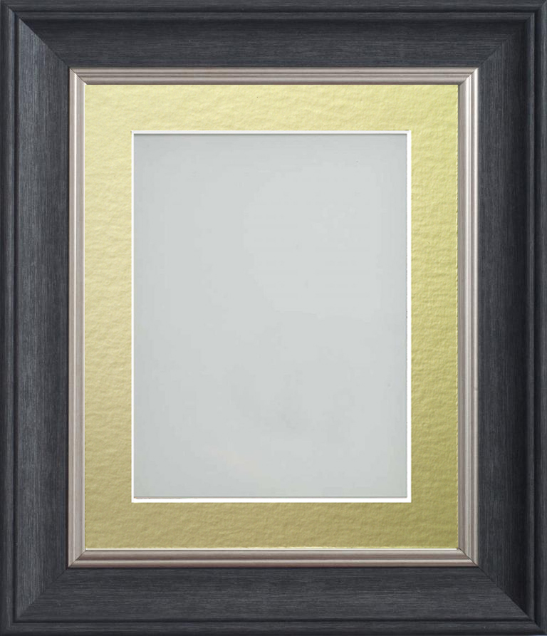 Drummond Charcoal Grey 10x8 frame with Gold mount cut for image size 8x6
