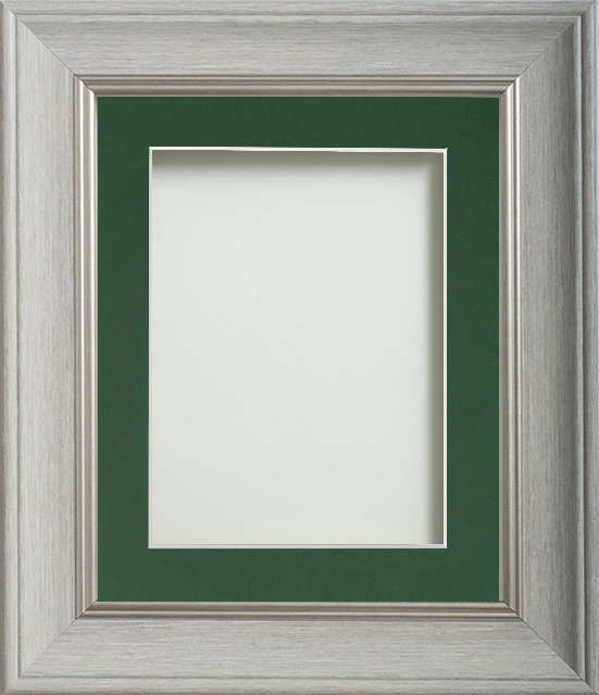 Drummond Pale Grey 6x4 frame with Bottle Green mount cut for image size 4x3