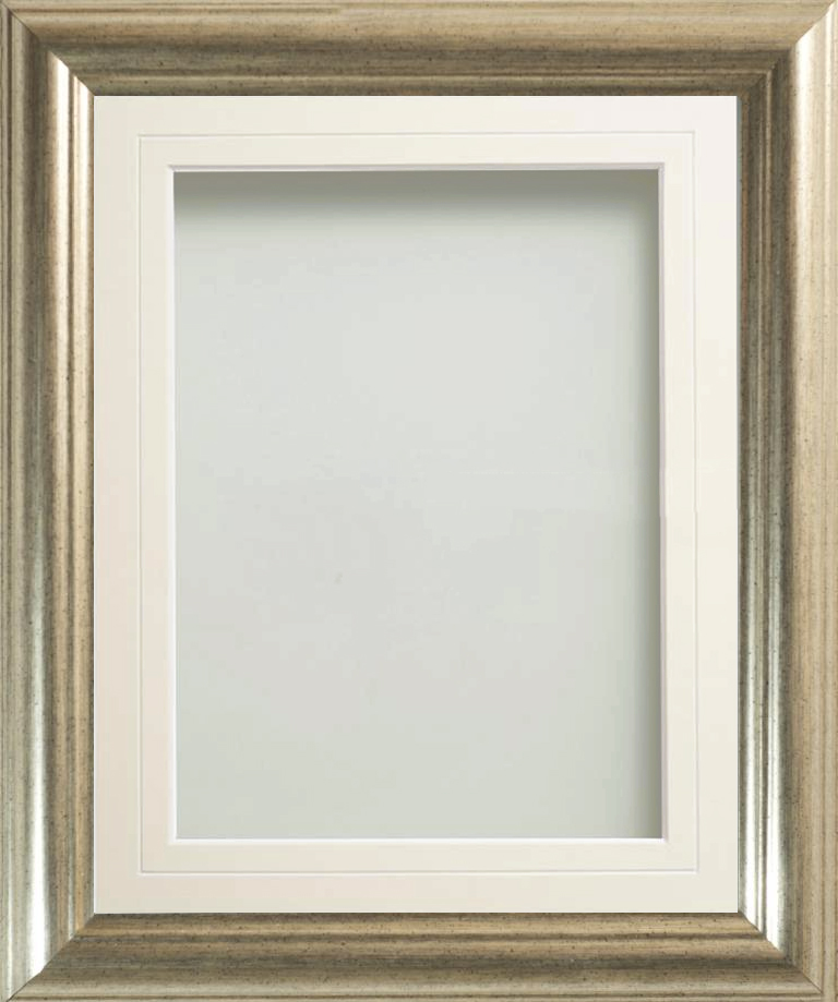 Eldridge Silver 8x6 frame with White V-Groove mount cut for image size 5x3
