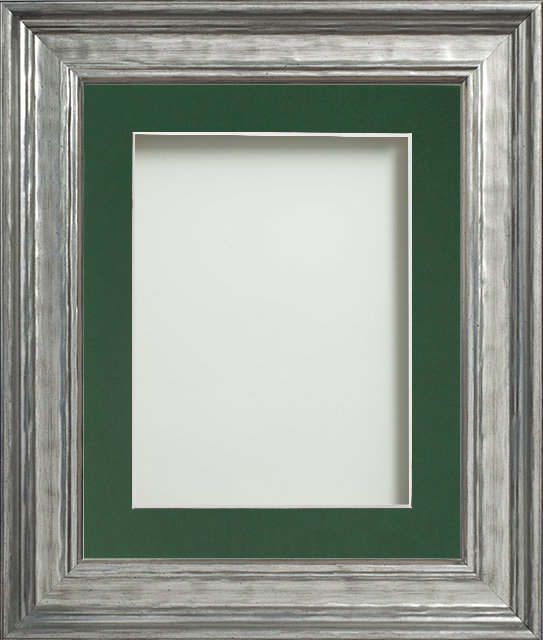 Farraday Silver Leaf 18x14 frame with Bottle Green mount cut for image size