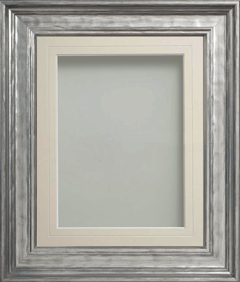 Farraday Silver Leaf 18x14 frame with Ivory V-Groove mount cut for ...