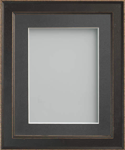 Farrell Rustic Black 12x12 frame with Grey mount cut for image size