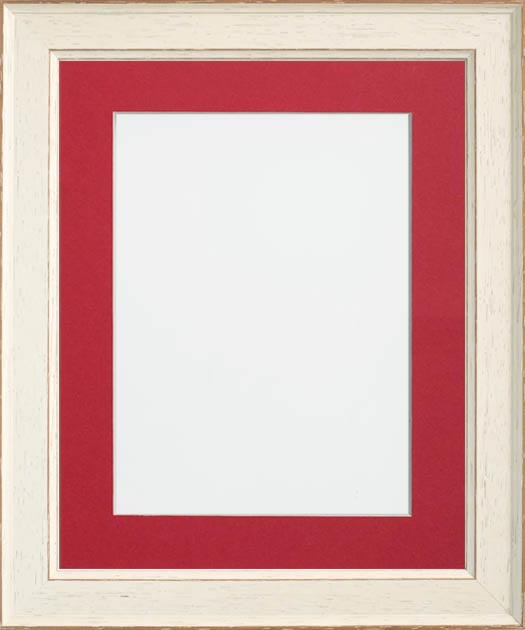 Farrell Rustic Cream 16x12 frame with Red mount cut for image size 12x10