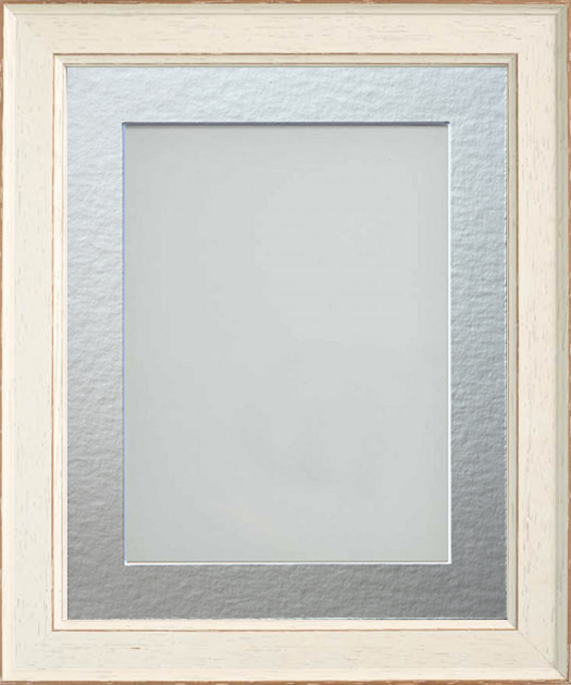 Farrell Rustic Cream 16x12 frame with Silver mount cut for image size 13x9