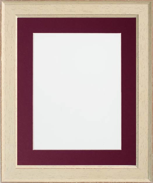 Farrell Rustic Hessian 5x5 frame with Plum mount cut for image size