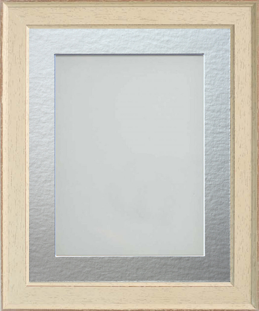 Farrell Rustic Hessian 5x5 frame with Silver mount cut for image size