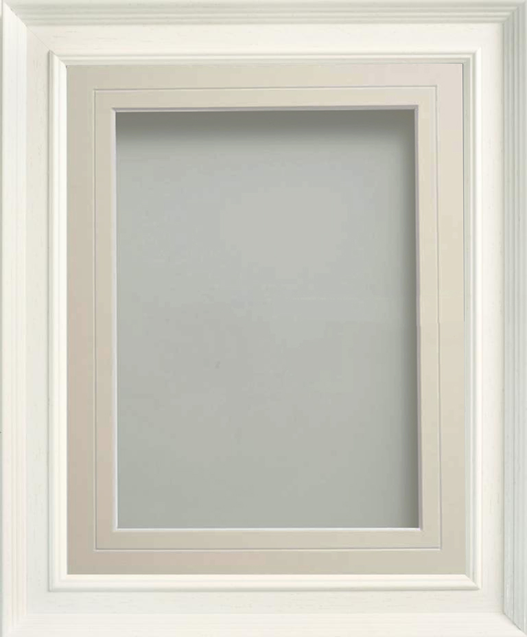 Franklin White 18x14 frame with Ivory V-Groove mount cut for image size ...