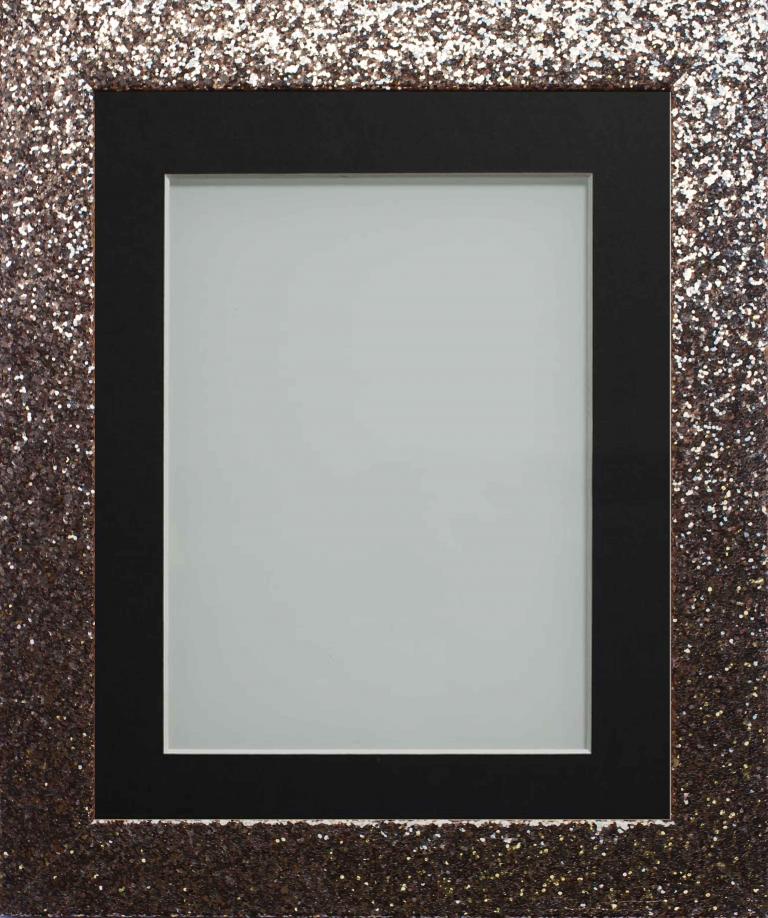 Glitter Gold A4 (11.75x8.25) frame with Black mount cut for image size 10x6